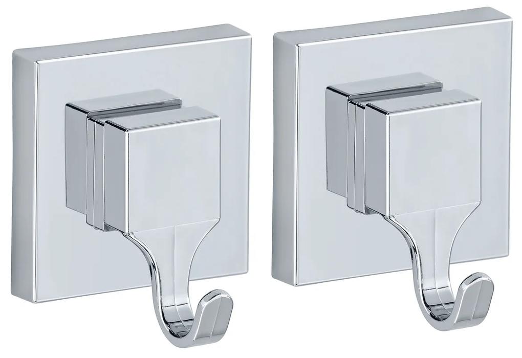 Dva plastové stříbrné háčky QUADRO, 7x6 cm, WENKO (4008838157046)