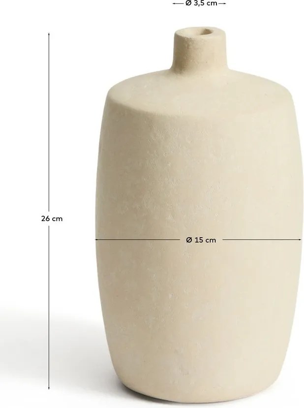 Krémová váza z papírmaše (výška 26 cm) Mireni – Kave Home