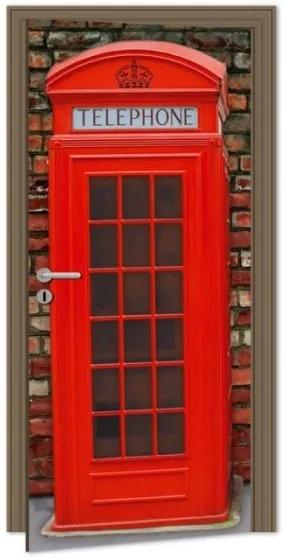 DL-020 Samolepicí fototapety na dveře Britské telefonní budky | 95 x 210 cm