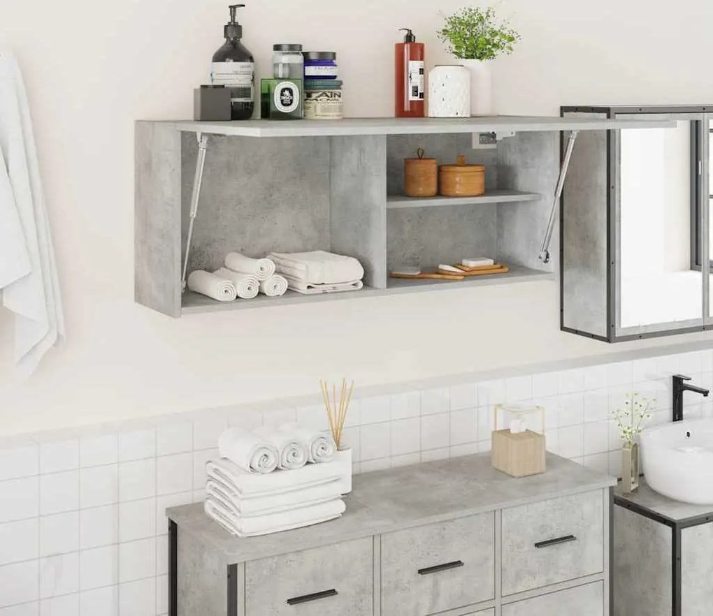 vidaXL Koupelnová nástěnná skříňka 100x25x40 cm kompozitní dřevo [860109] Barva: Betonová šedá