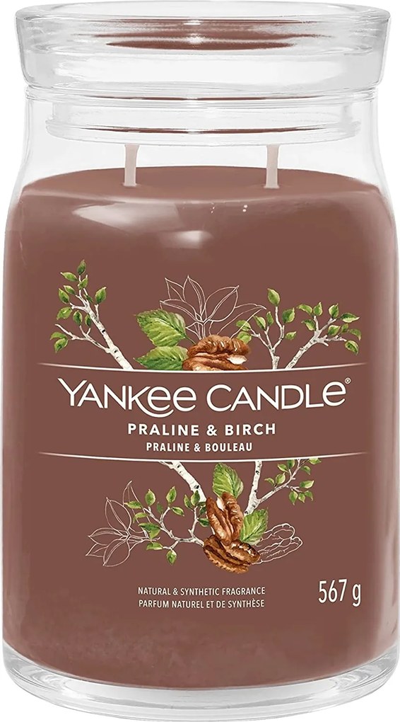 Yankee Candle vonná svíčka Signature ve skle velká Praline & Birch 567g
