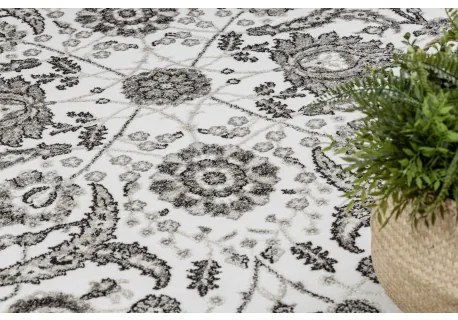 koberec MATEO 8037/944 Moderní rám, květiny strukturální šedá / béž velikost 140x190 cm | krásné koberce cz