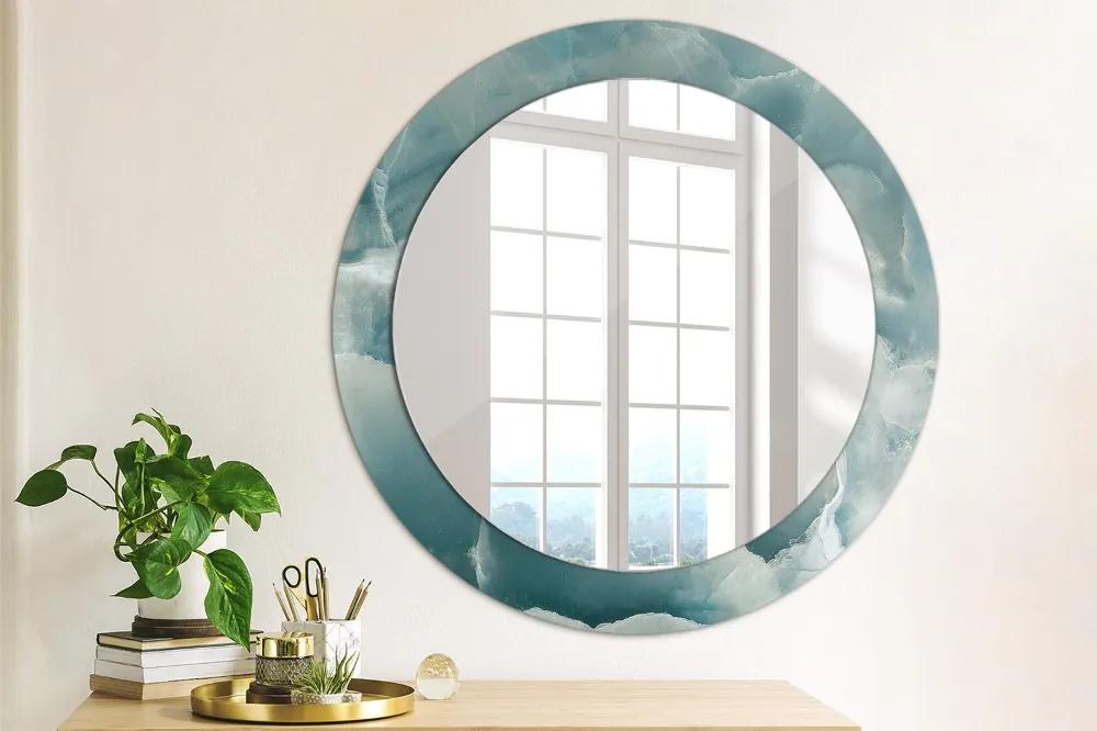 Kulaté dekorativní zrcadlo na zeď Modrý onyx mramor fi 70 cm