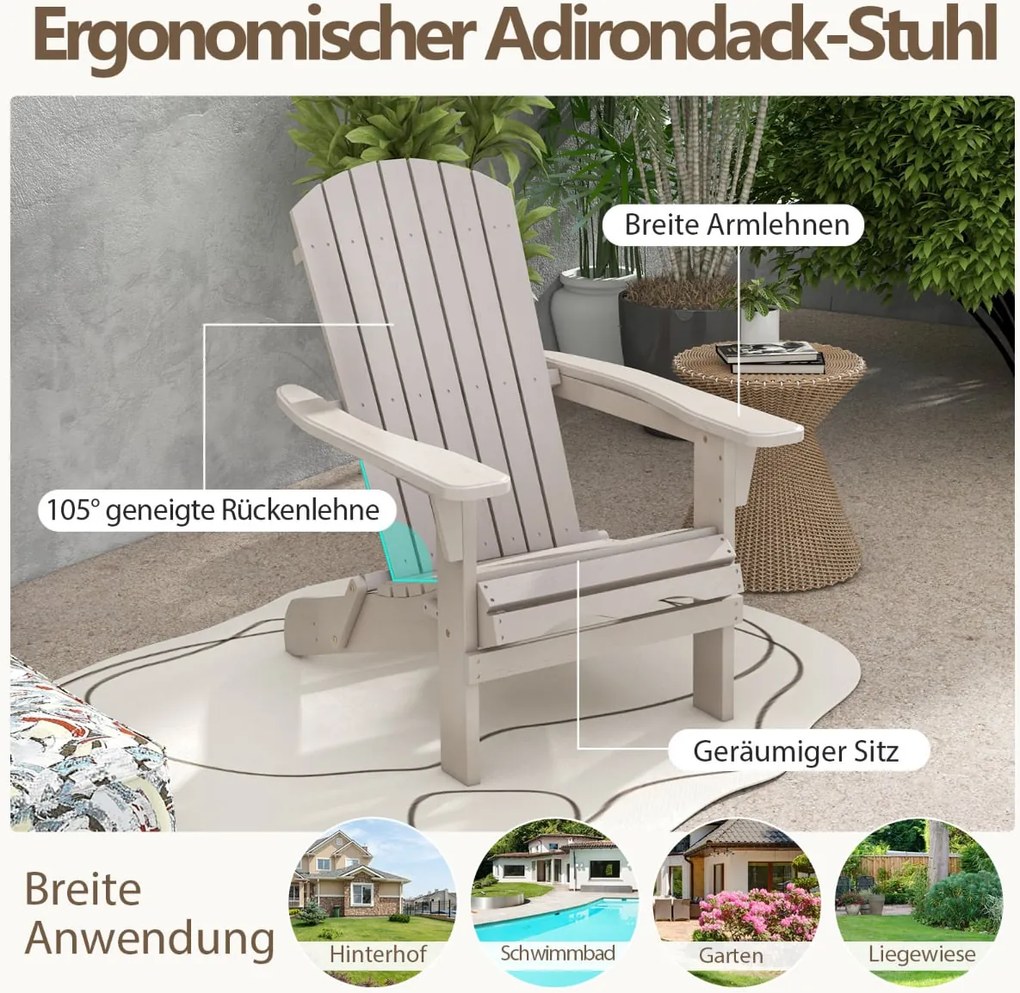 Costway Židle Adirondack skládací Židle Adirondack vyrobená ze dřeva zahradní