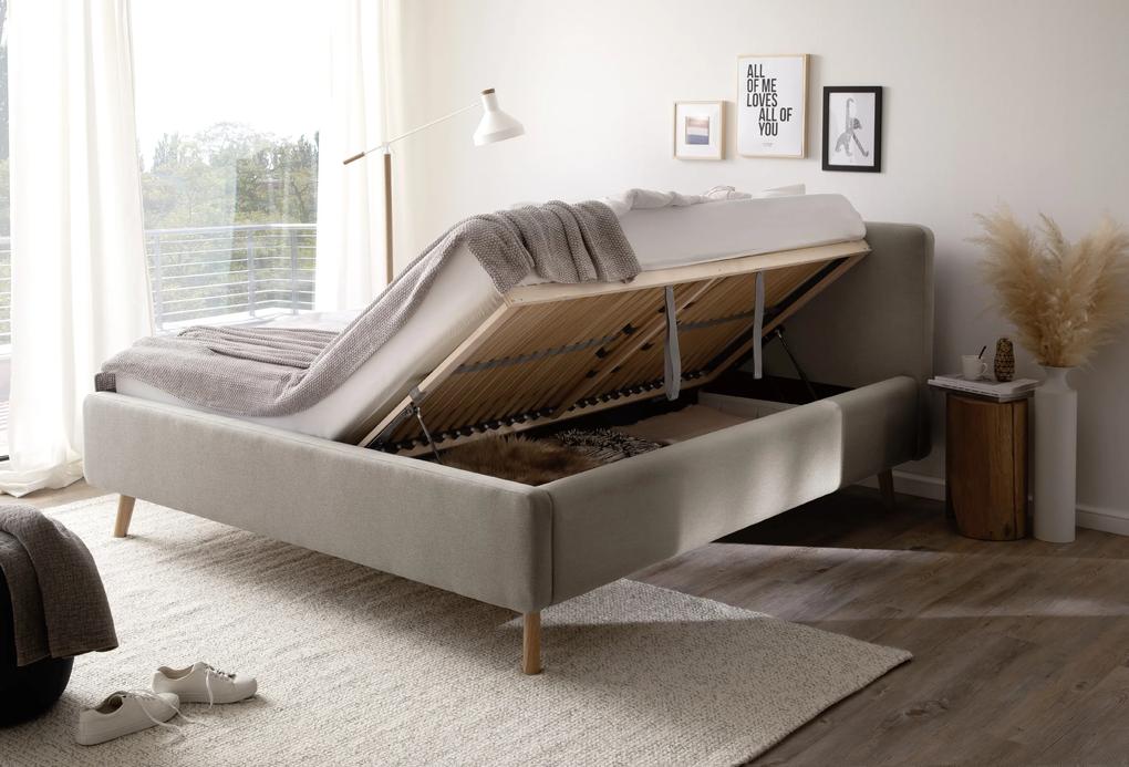 Čalouněná postel MATTIS S ÚLOŽNÝM PROSTOREM 160x200, šedo-béžová