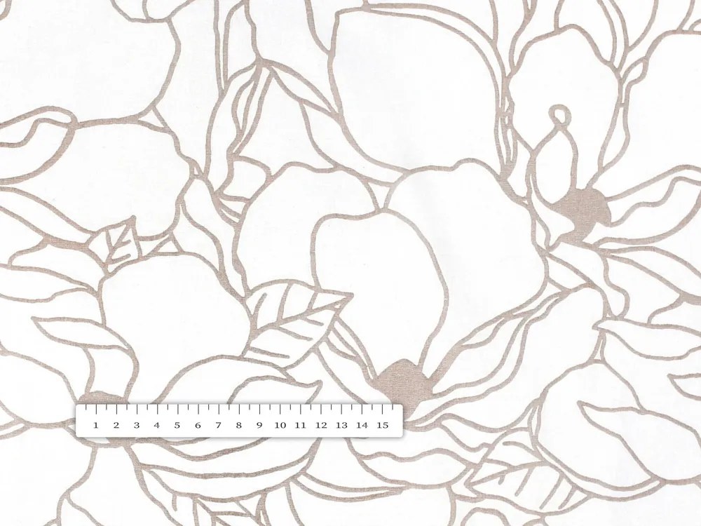 Biante Bavlněný čtvercový ubrus Sandra SA-268 Béžové designové květiny na bílém 130x130 cm