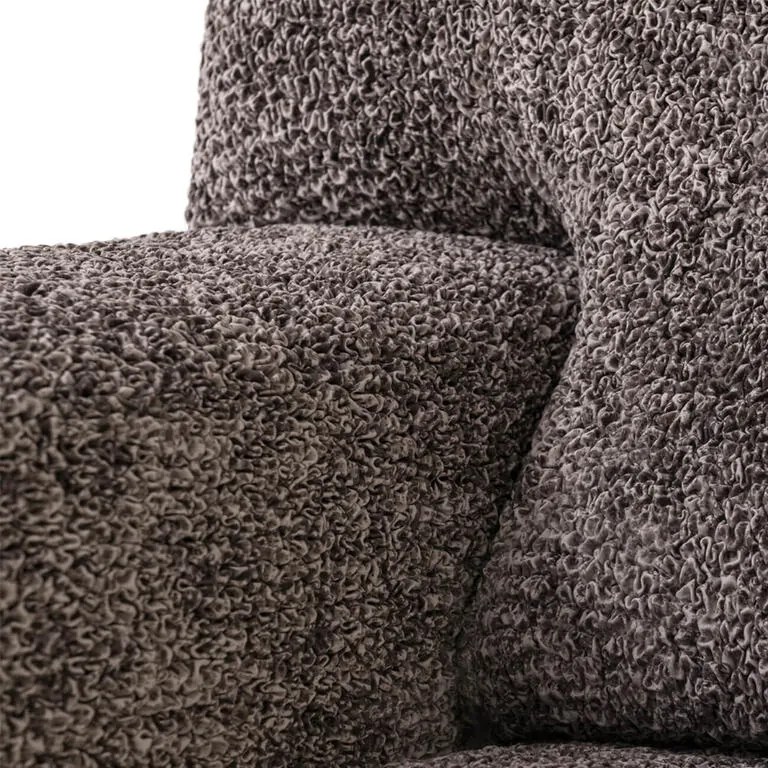 Bielastické potahy MARMO hnědé sedačka s otomanem vlevo (š. 170 - 300 cm)