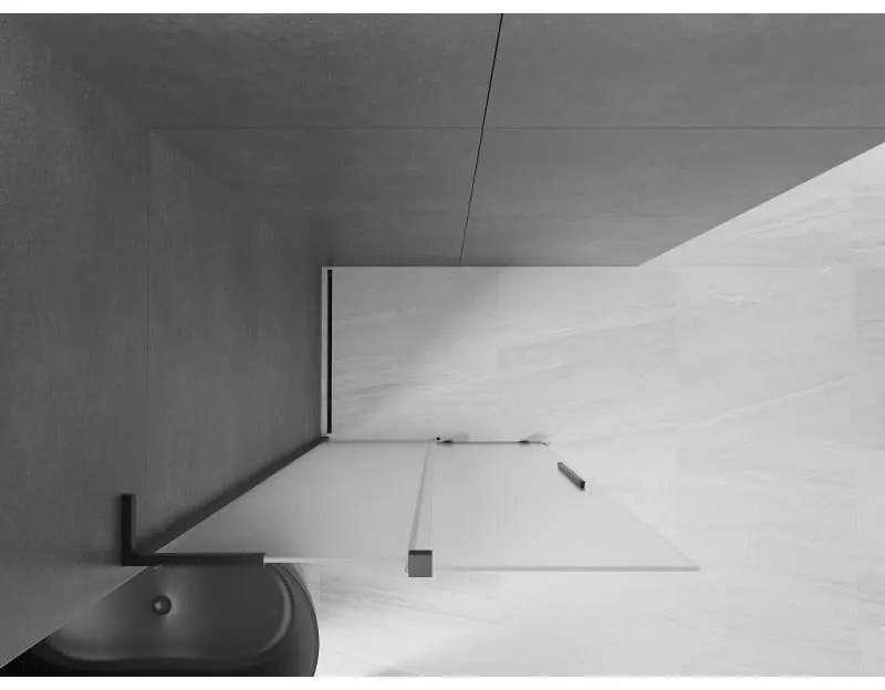 Mexen Velar L, posuvná sprchová zástěna Walk-in 100 x 200 cm, 8mm sklo námraza, černá matná, 871-100-003-33-70