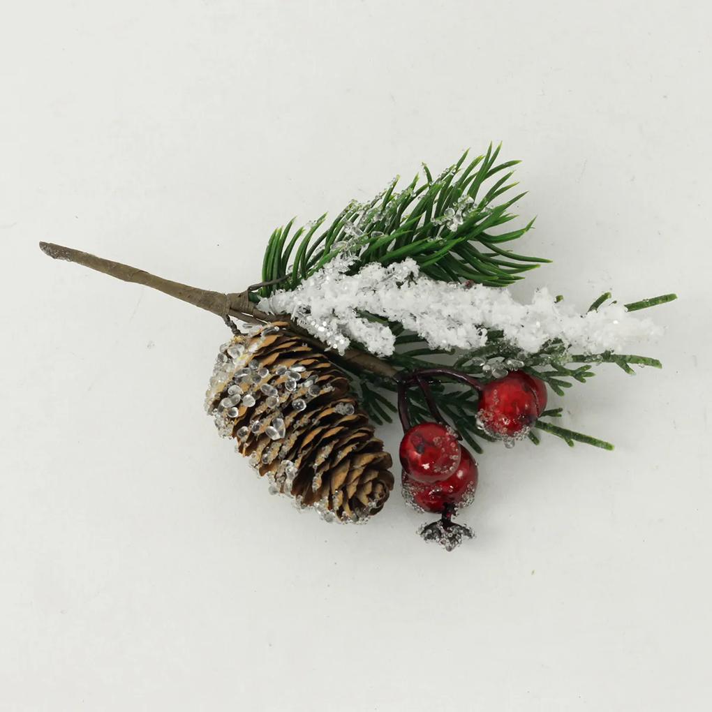 Větvička vánoční ojíněná, umělá dekorace - PRZ3190