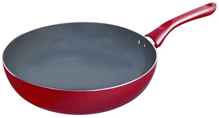 PÁNEV WOK, KERAMIKA, ČERVENÁ, 28CM