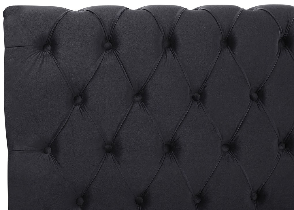 Černá čalouněná manželská postel Chesterfield 180x200 cm AVALLON Beliani