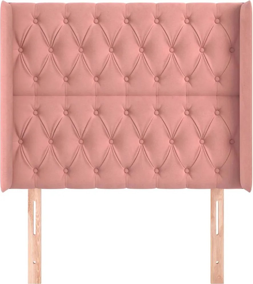 Čelo postele typu ušák růžové 93x16x118/128 cm samet 3119957