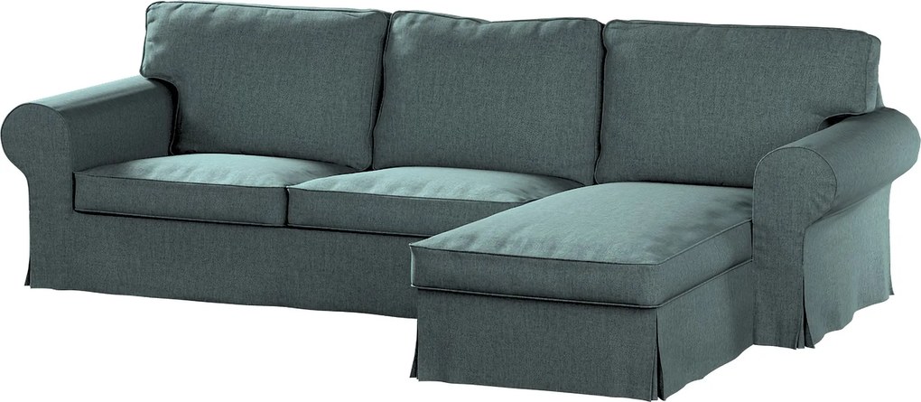 Potah na pohovku IKEA Ektorp 2-místná s lenoškou barva modrá látka pletený vzor