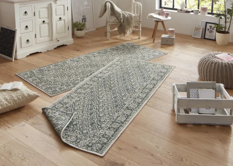 Hanse Home, Kusový koberec Twin-Wendeteppiche 103115 grün creme – na ven i na doma, 80x250, zelená, chodba / předsíň