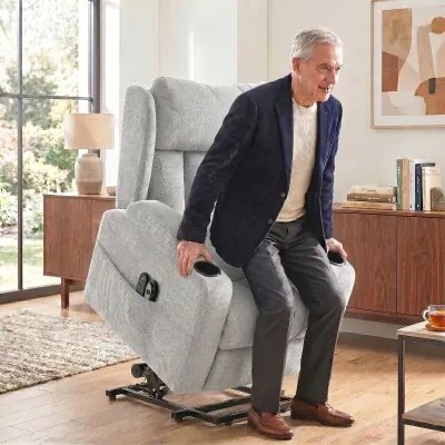HOMCOM Elektrické křeslo s vybavením na vstávání s masáží a vytápěním, elektrické relaxační křeslo z chenillu, sklápěcí opěrka hlavy, světle šedá