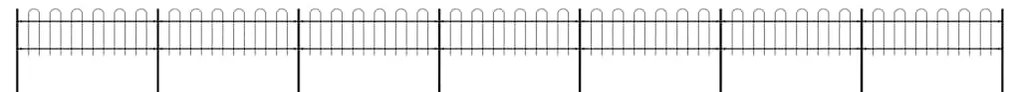 Zahradní plot s obloukem nahoře ocelový 1172 x 60 cm černý 277644