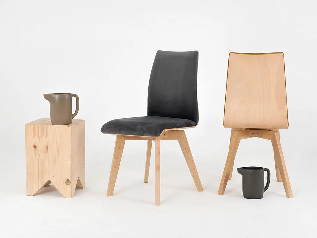 Nordic Design Tmavě šedá sametová jídelní židle Runny