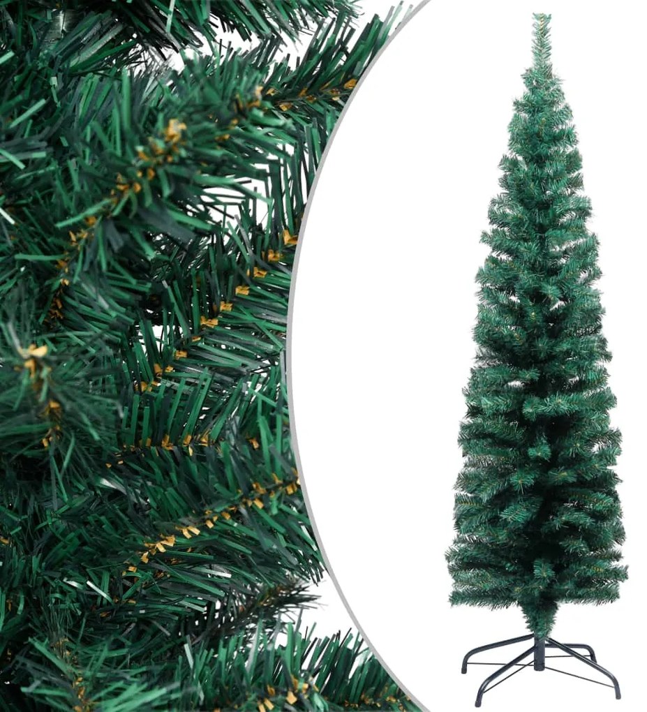 320949 vidaXL Úzký umělý vánoční stromek se stojanem zelený 150 cm PVC