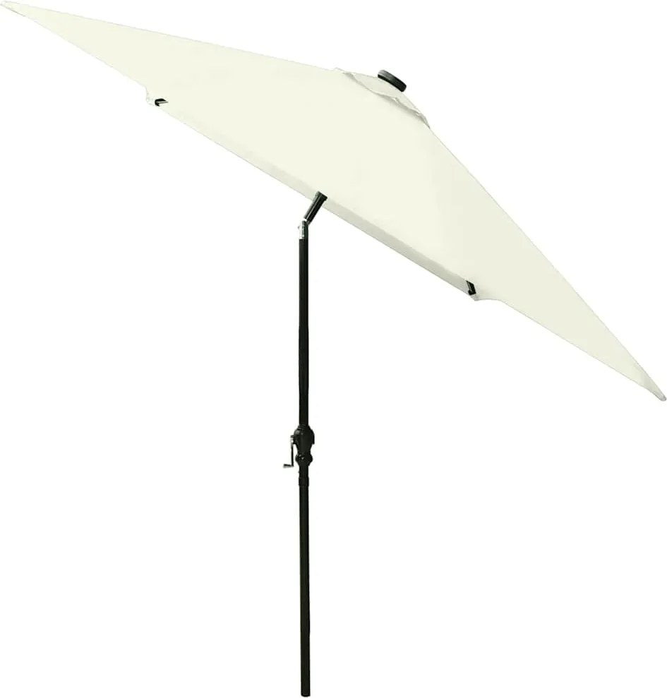 Zahradní slunečník s LED a ocelovou tyčí pískový 2 x 3 m 313787