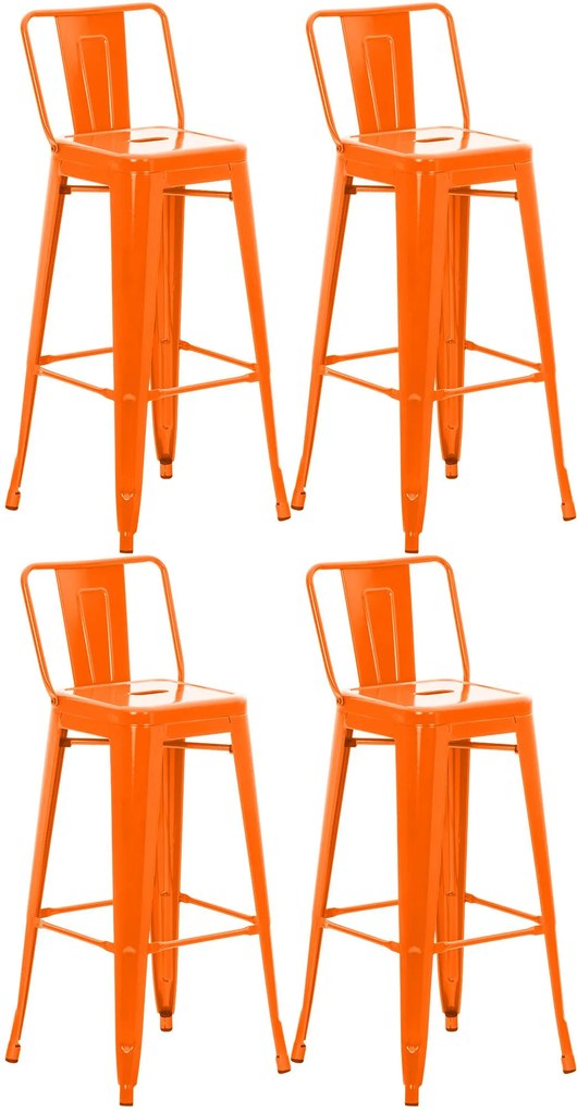 Sada 4 barových židlí Mason – oranžová