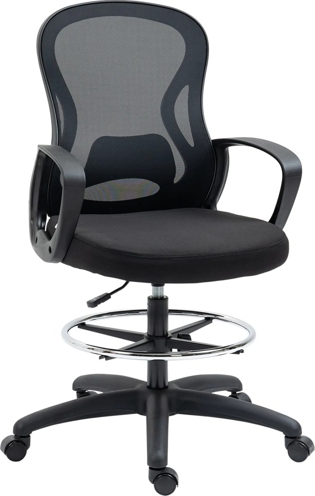 Vinsetto Kancelářská židle s vysokým opěrákem - nastavitelná, rozměry 59 Š x 65 H x 124 V cm, 360° otáčecí, prodyšná černá síťovina | Aosom