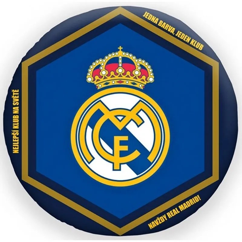 Halantex · Kulatý fotbalový polštářek FC Real Madrid - RMCF - Navždy Real Madrid! - průměr 35 cm