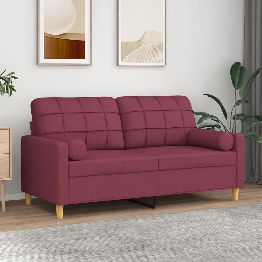 2místná pohovka s polštáři vínová 140 cm textil 3200788