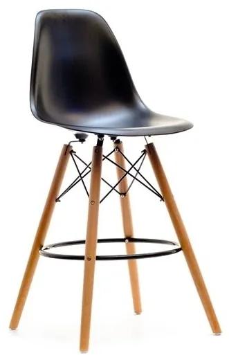 design4life Barová židle MOBI černá - dřevěná podnož