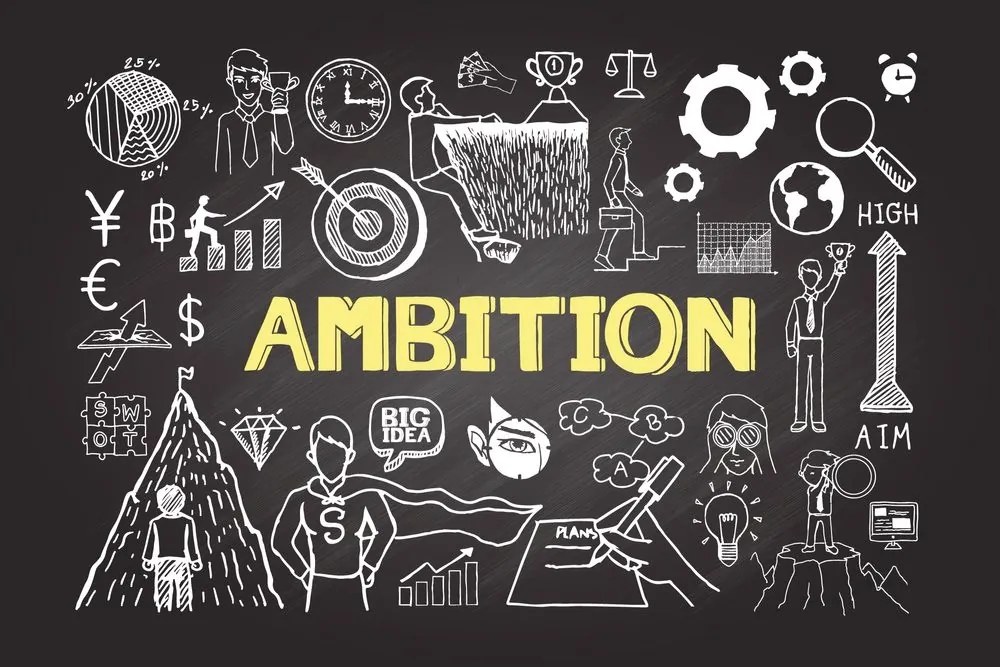 Tapeta motivační tabule - Ambition - 225x150