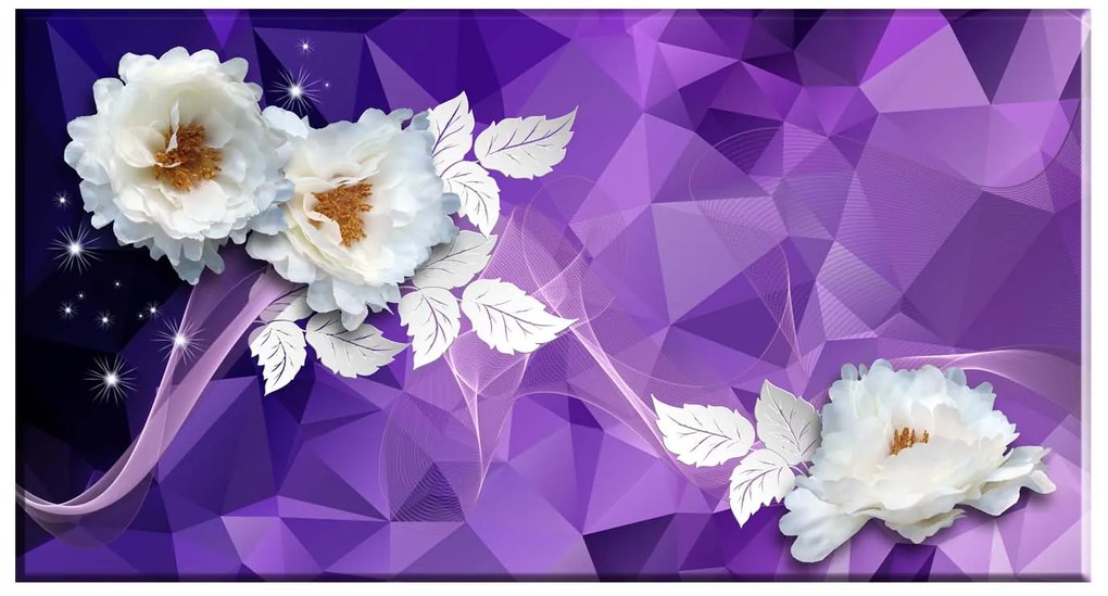 Obraz fialová abstrakce s květy Velikost (šířka x výška): 150x80 cm