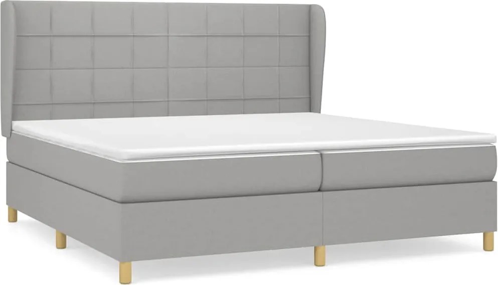 Box spring postel s matrací světle šedá 200 x 200 cm textil 3128549