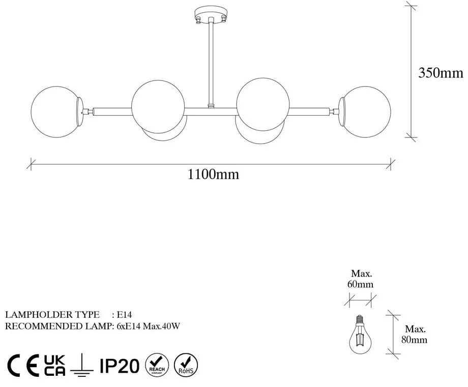 Stropní svítidlo v bílo-zlaté barvě se skleněným stínidlem 40x110 cm Fazli – Opviq lights