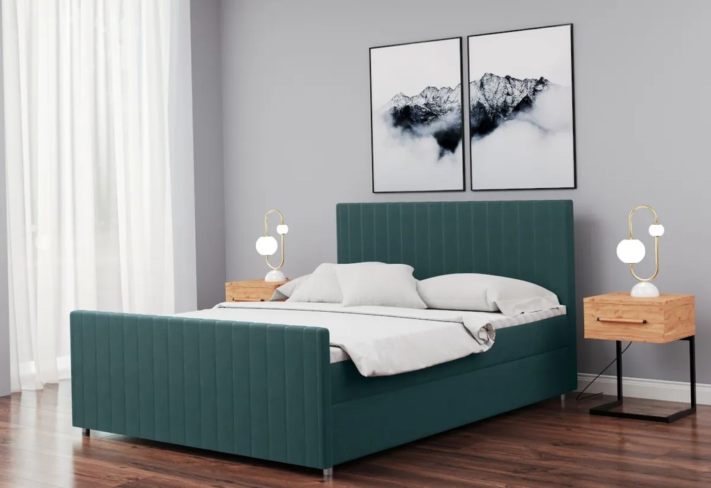 Čalouněná postel boxspring LANTINO + topper, 180x200, matt velvet 75