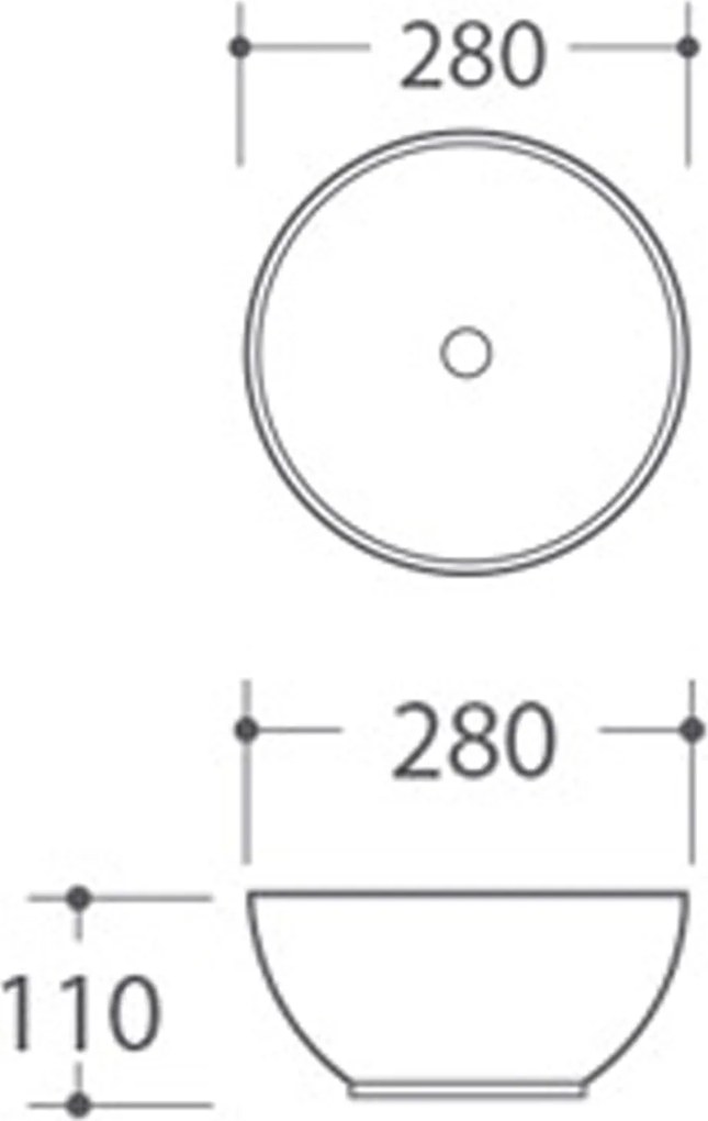 Sapho ASTER umývátko průměr 28x11 cm, keramika, na desku AR499