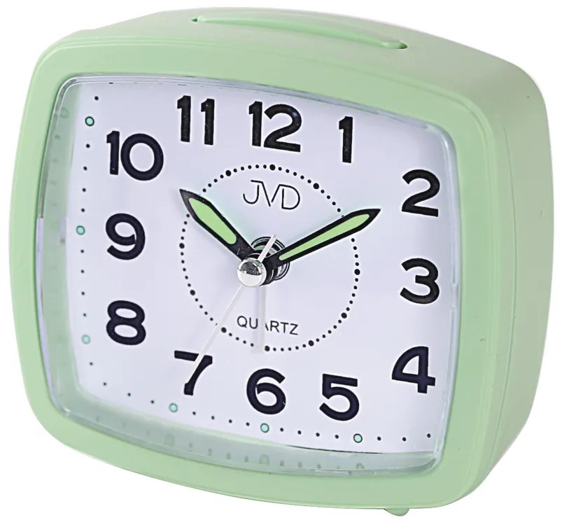 JVD Analogový ručkový zelený budík JVD SRP8506.1 s osvětlením
