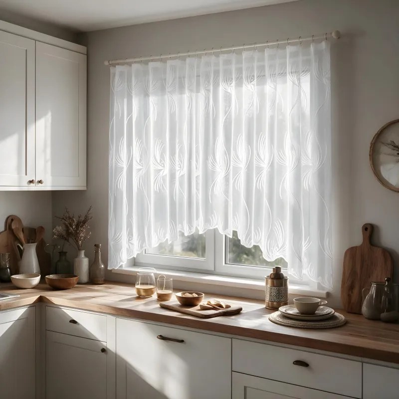 Hotová žakarová oblouková záclona bílá 160x320 Ervi 7044