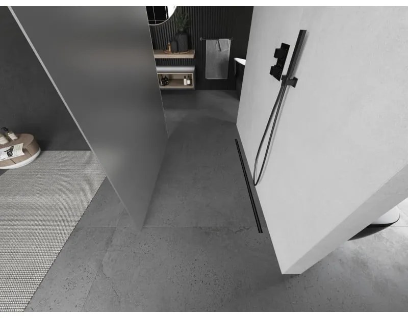 Mexen Kioto, sprchová zástěna Walk-In 140 x 200 cm, 8mm sklo námraza, grafitový profil, 800-140-002-66-30
