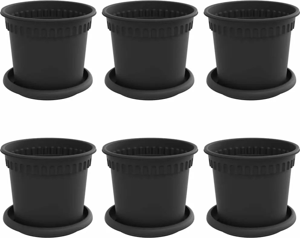Květináče 6 ks Černá Plast 3403259
