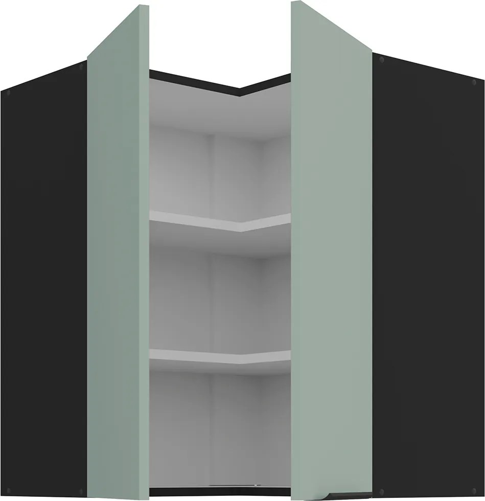ARIA sc | horní kuchyňská skříňka 60x60 GN-72 2F (90°) rohová s policemi | 60x60 cm | černá/aquamarine