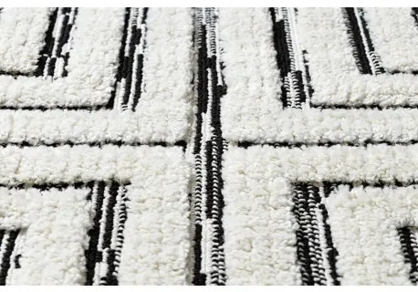 koberec SEVILLA Z788B, bílá / antracit střapce, Labyrint řecký vzor velikost 120x170 cm | krásné koberce cz