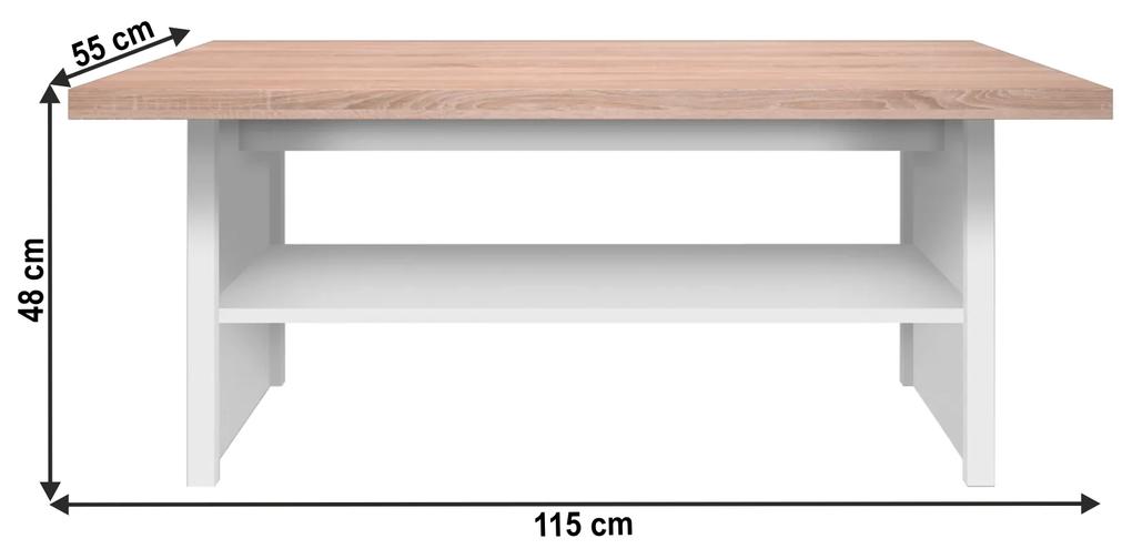 Konferenční stolek 115, bílá / dub sonoma, TOPTY TYP 18
