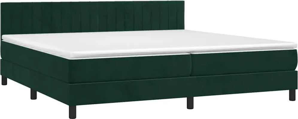 Box spring postel s matrací tmavě zelená 200x200 cm samet 3141446