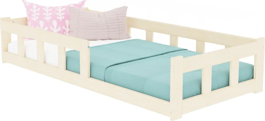 Benlemi Nízké jednolůžko FENCE 4v1 se zábranou 120x200 cm + matrace ADAPTIC Zvolte barvu: Šalvějová zelená, Zvolte zábranu: S otevřeným vstupem