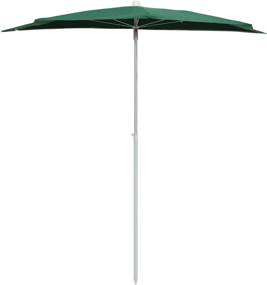 Zahradní půlkruhový slunečník s tyčí 180 x 90 cm zelený 315560