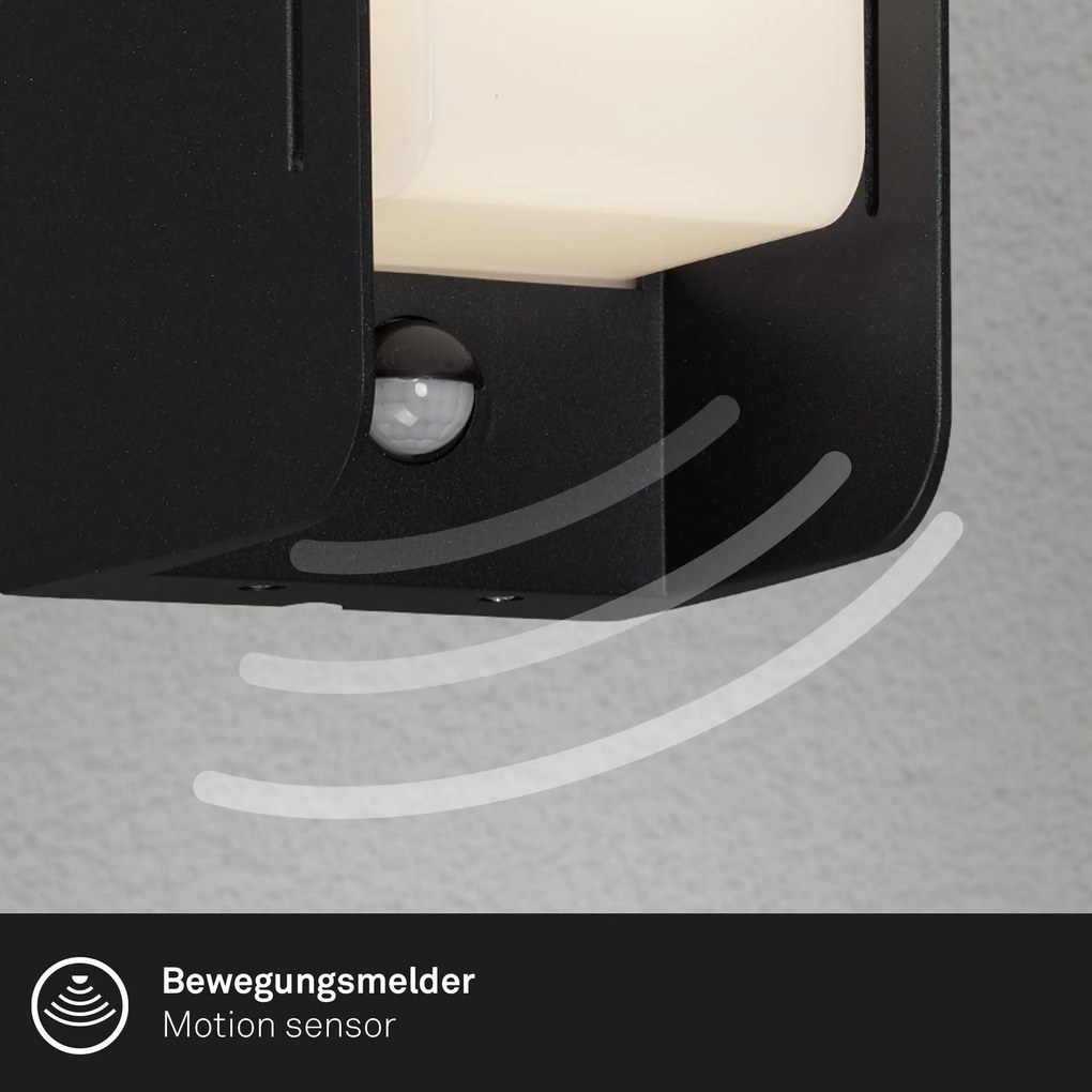 BRILO 3017015 Venkovní svítidlo s čidlem 25,5 cm 1x E27 12W černá (starý kód: BRILO 3017-015) - BRILO