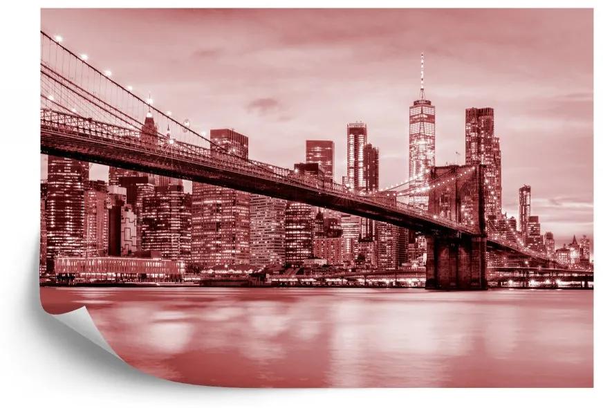 Fototapeta Brooklyn Bridge Nyc V Červené Barvě Hladký vinyl 104x70.5