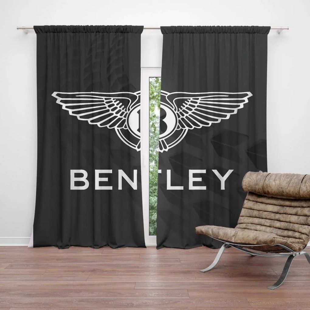 Sablio Závěs Logo Bentley Černý: 2ks 140x250cm