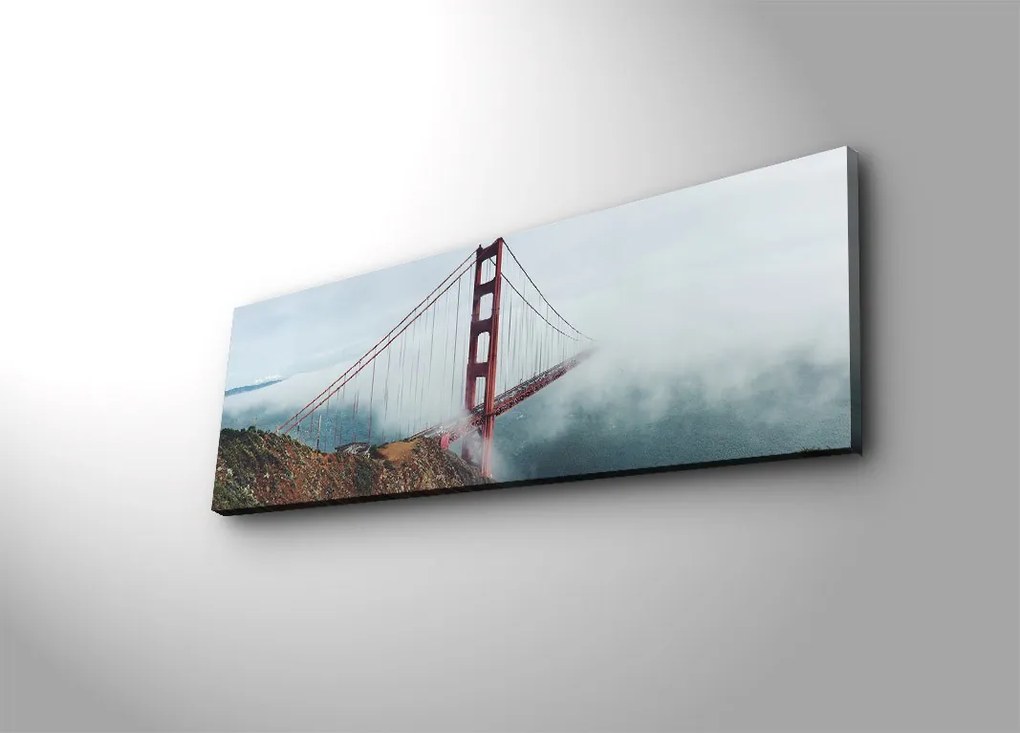 Obraz s LED osvětlením GOLDEN GATE V MLZE 64 30 x 90 cm