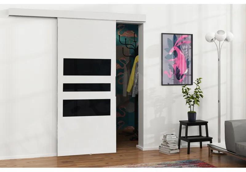 Posuvné dveře Mereno I 90, Barva: bílá + grafit + černý lacobel