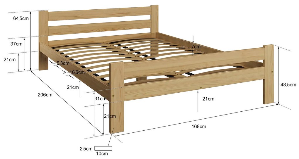 Postel s matrací VitBed 160x200cm Kenta borovice s roštem